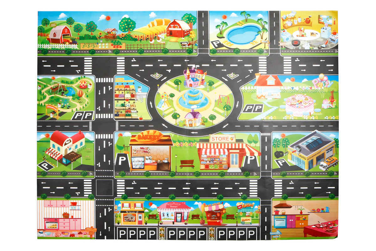 Kids Floor Play Mat Rug Traffic Road Signs Car Track City Carpet Toy w ...